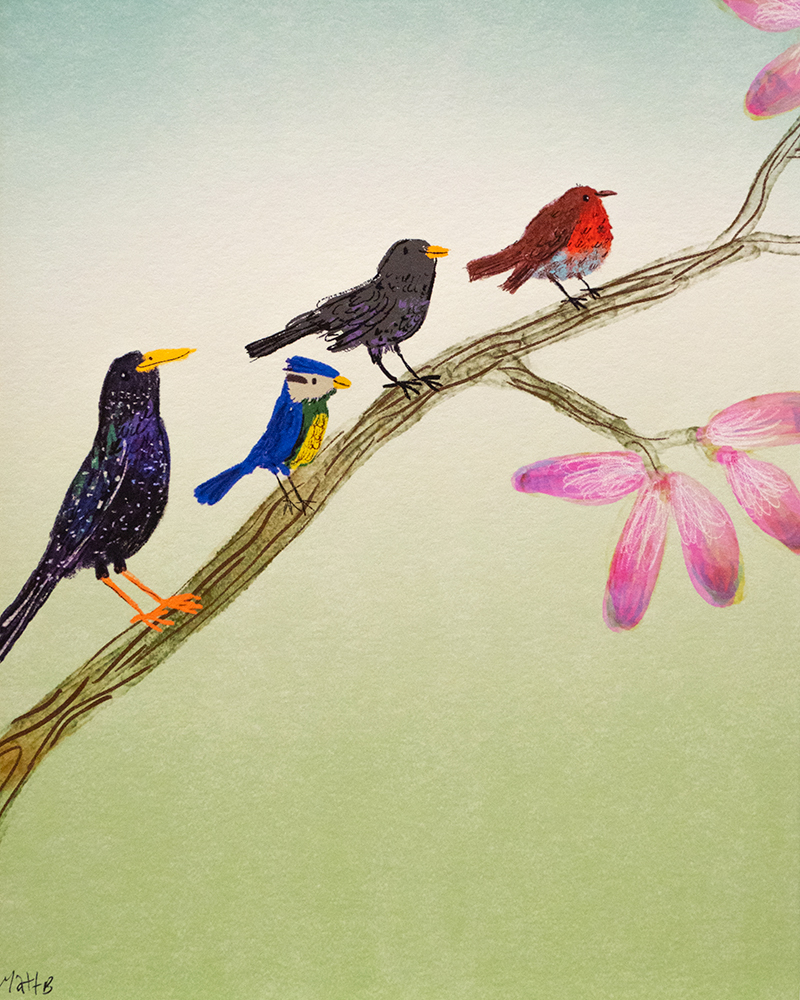 Four Little Birds Art Print - Signed » Muddy Publishing
