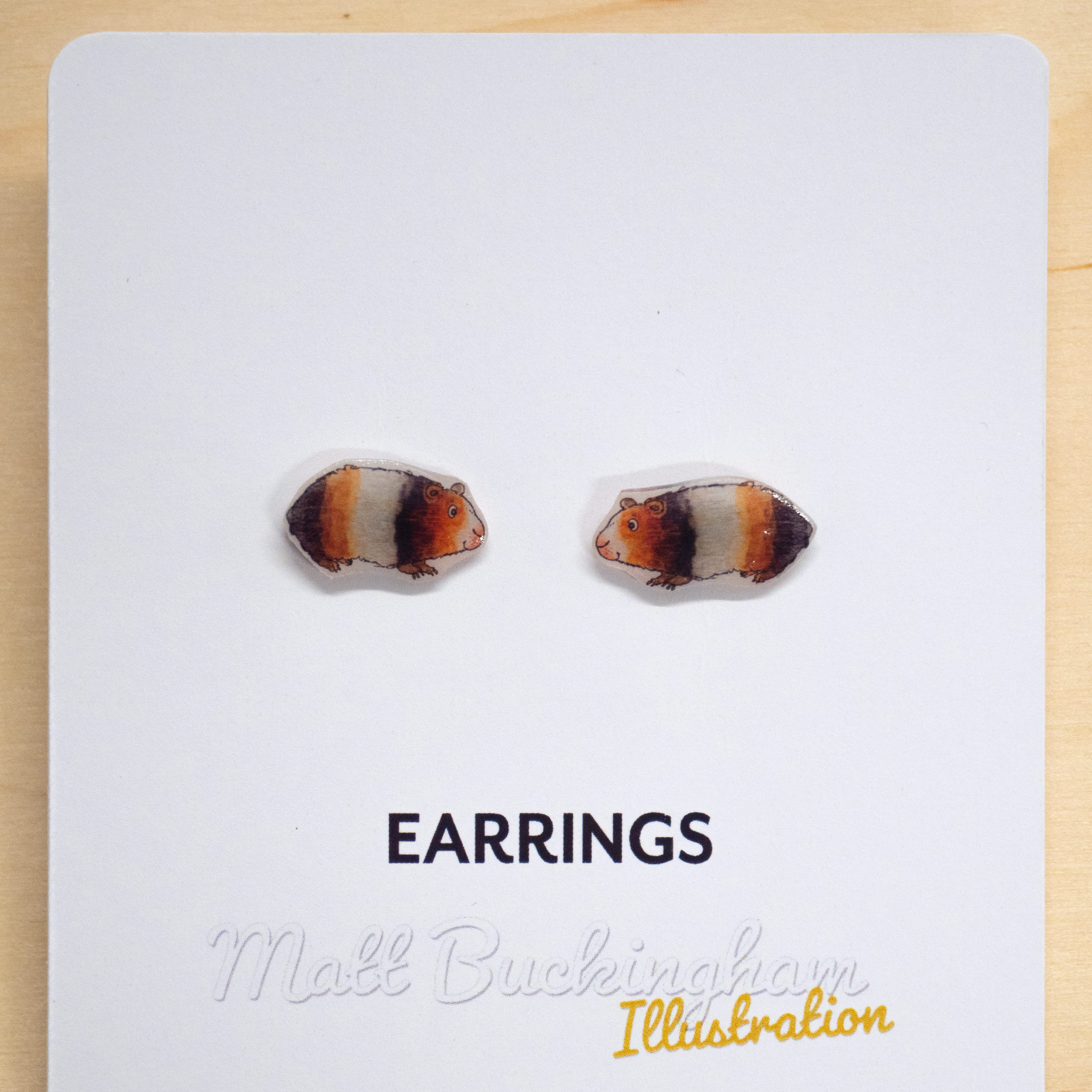 Illustrated Guinea Pig Stud Earrings » Muddy Publishing